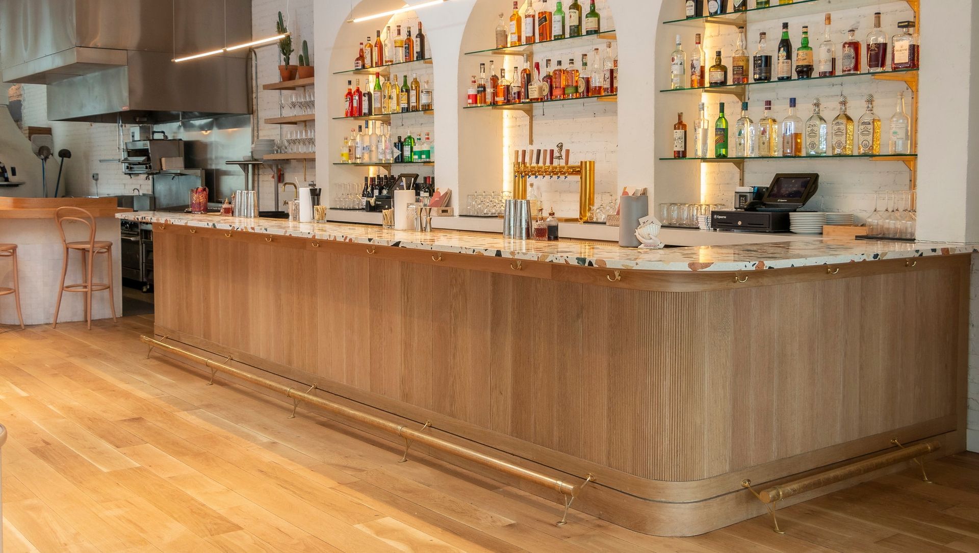 ᑕ ᑐ Bar Foot Rail Kits: Stainless Steel and Brass Finishes